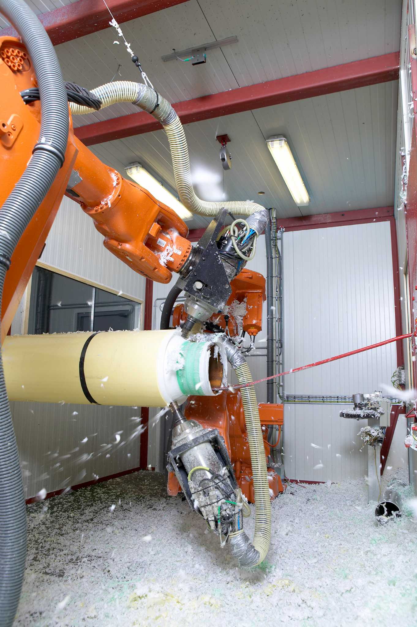 A pipe process becomes safer with robots