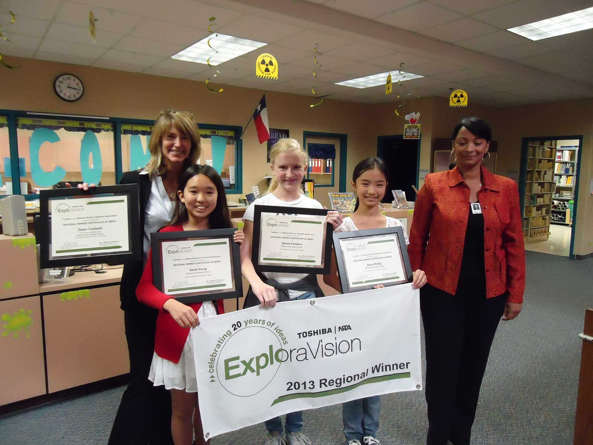 Three sixth-grade students from Mitchell Intermediate School honored