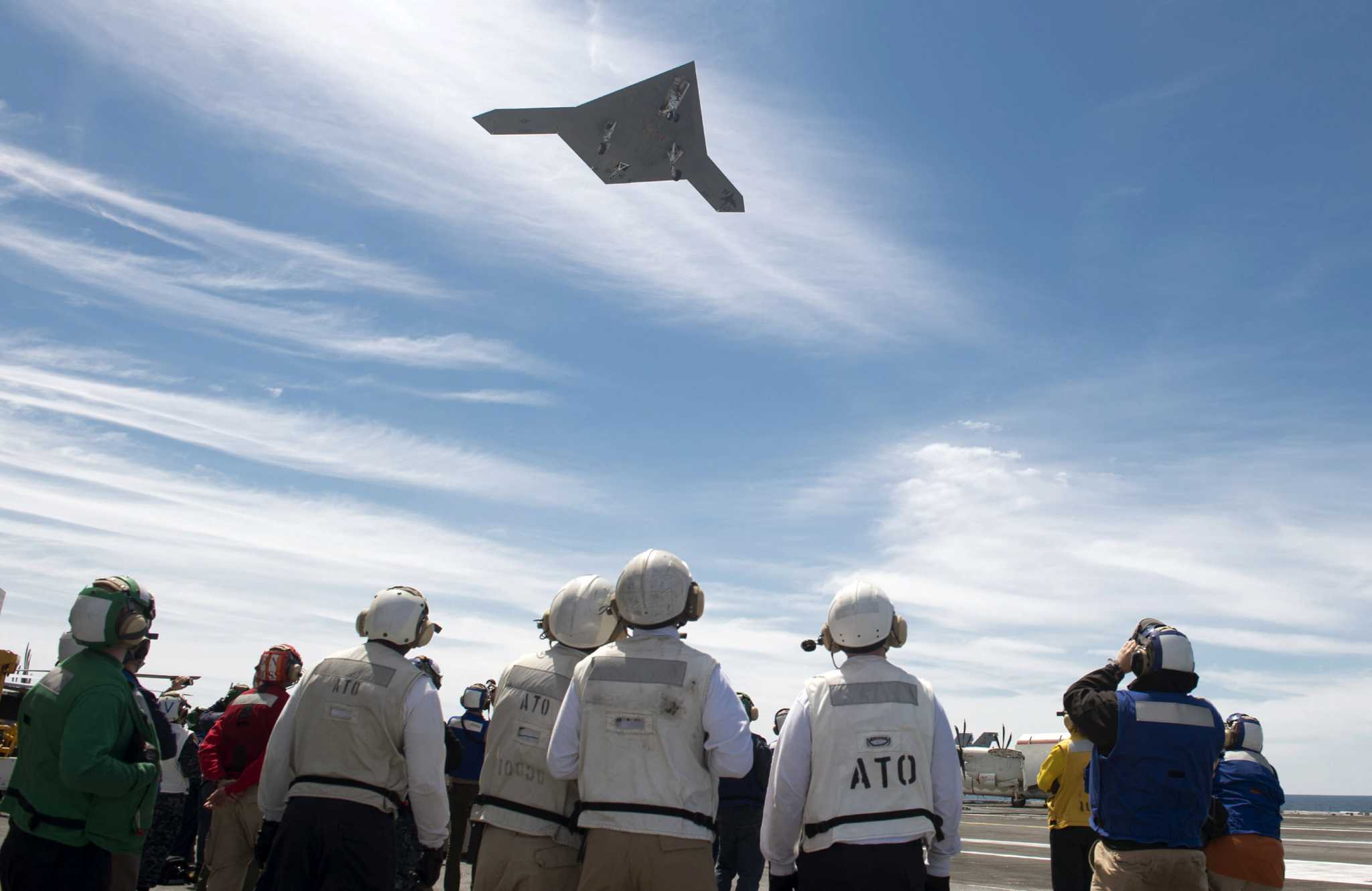 First for U.S. Navy: Drone launches from aircraft carrier