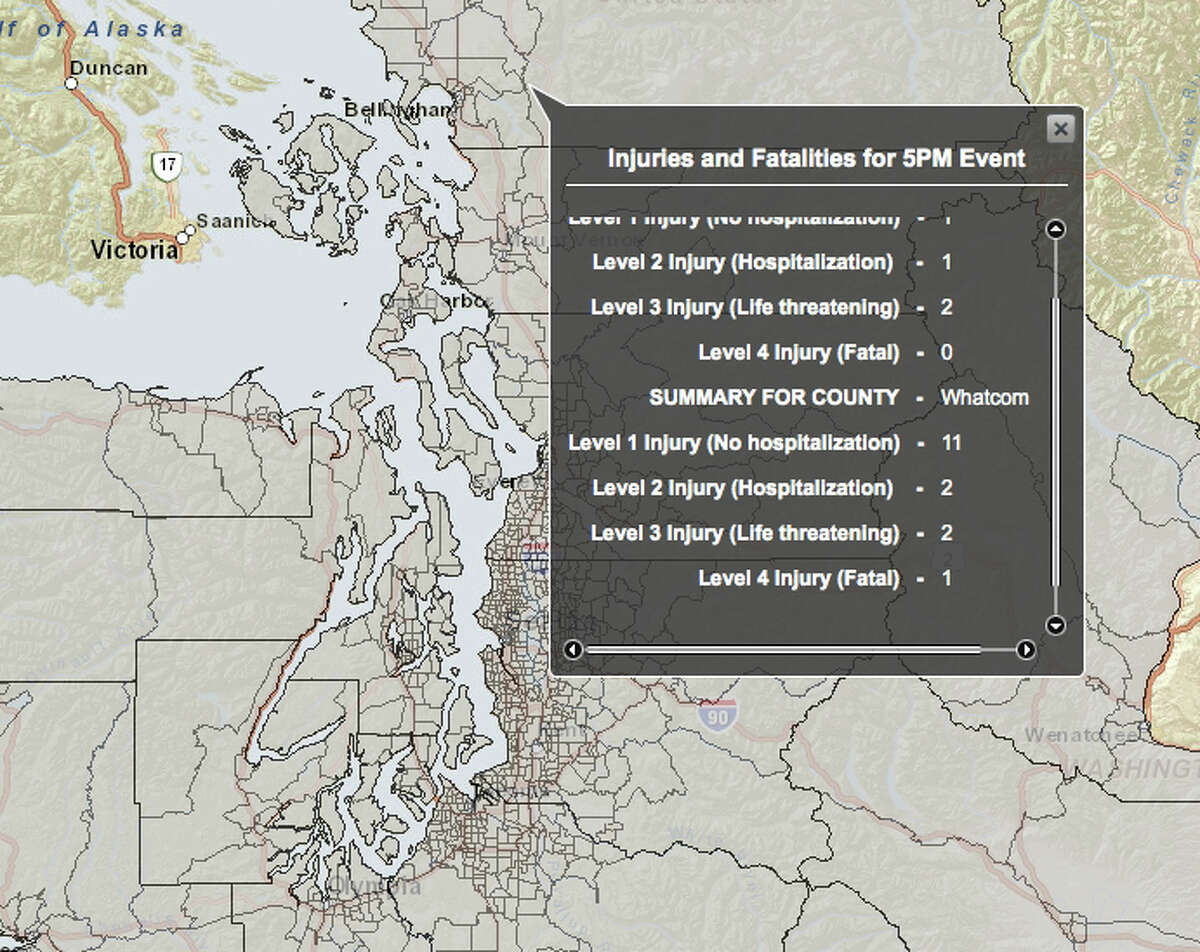 Earthquake scenarios in Washington