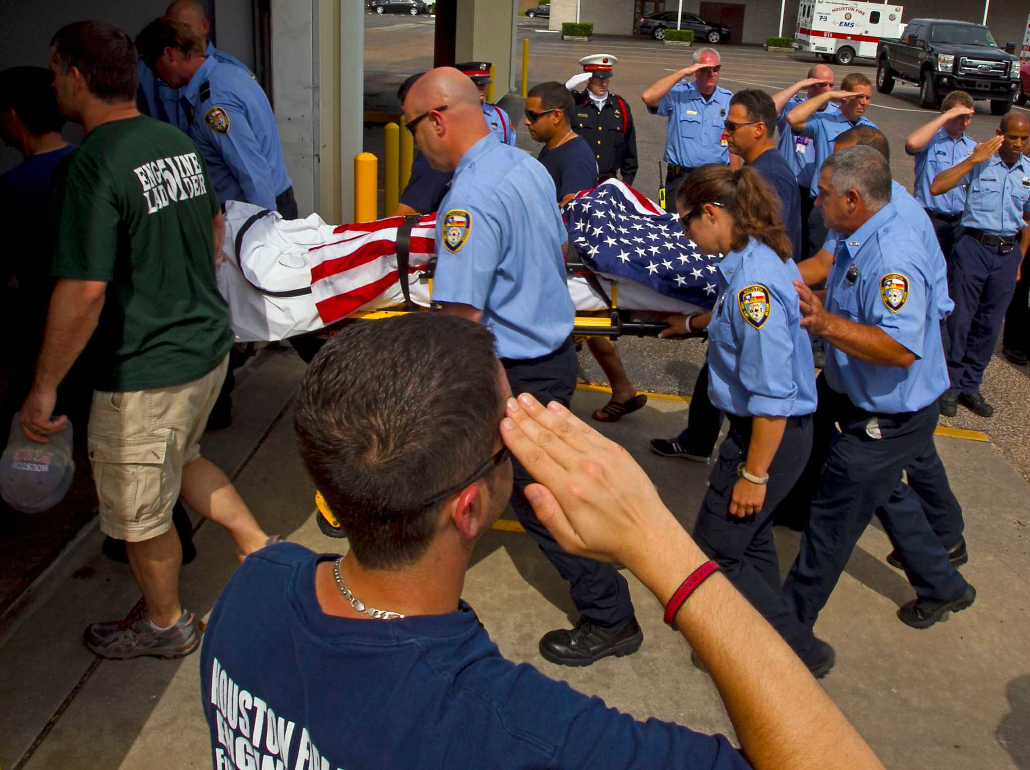 Procession for the four fallen Houston firefighters
