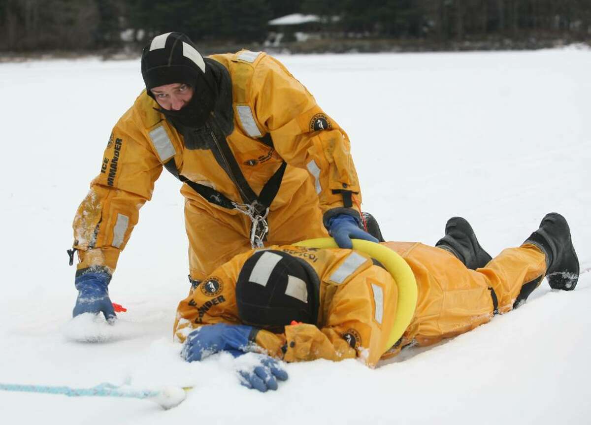 Firefighters train to get ice-rescue operations down cold
