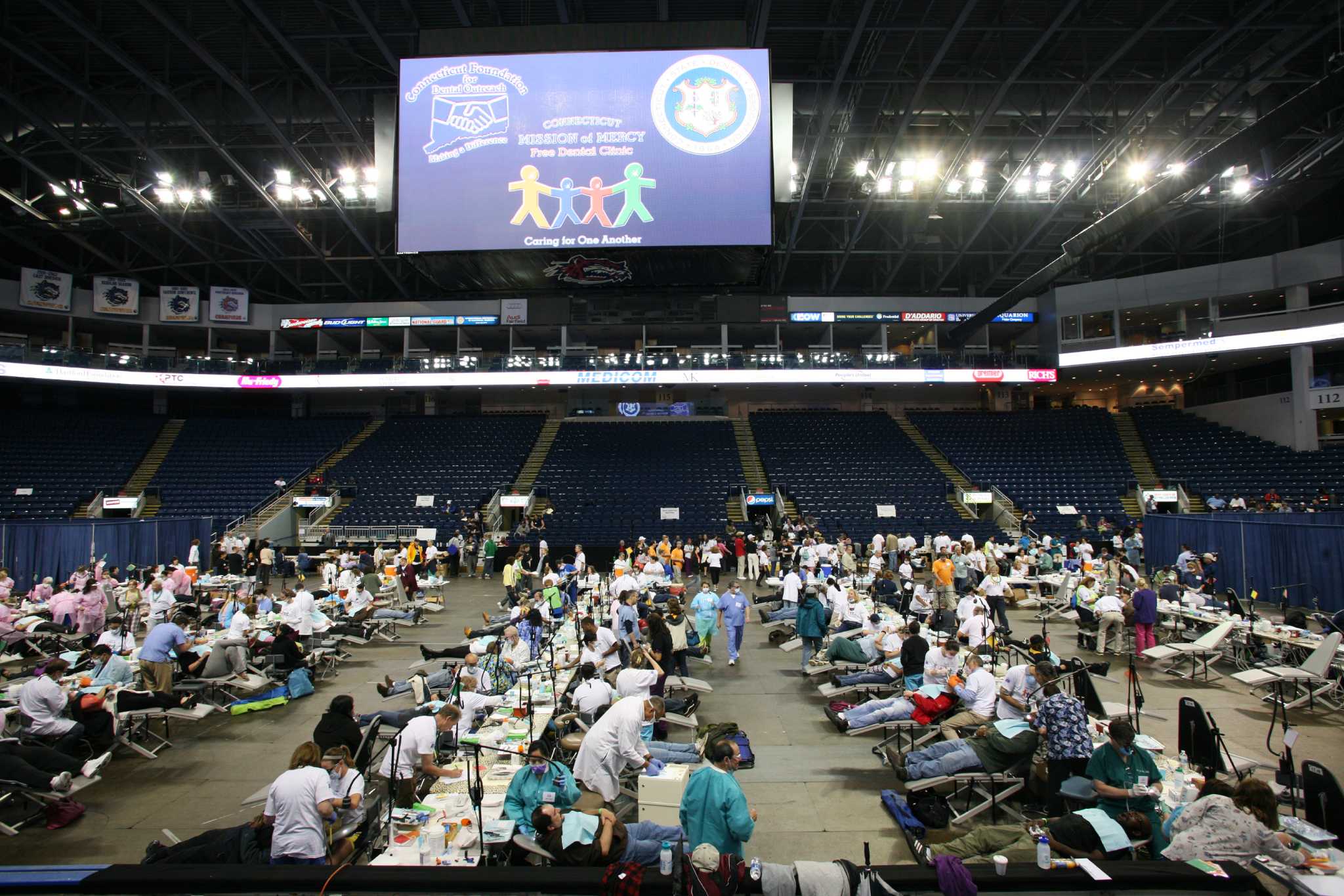 Crowds showing up for free dental clinic