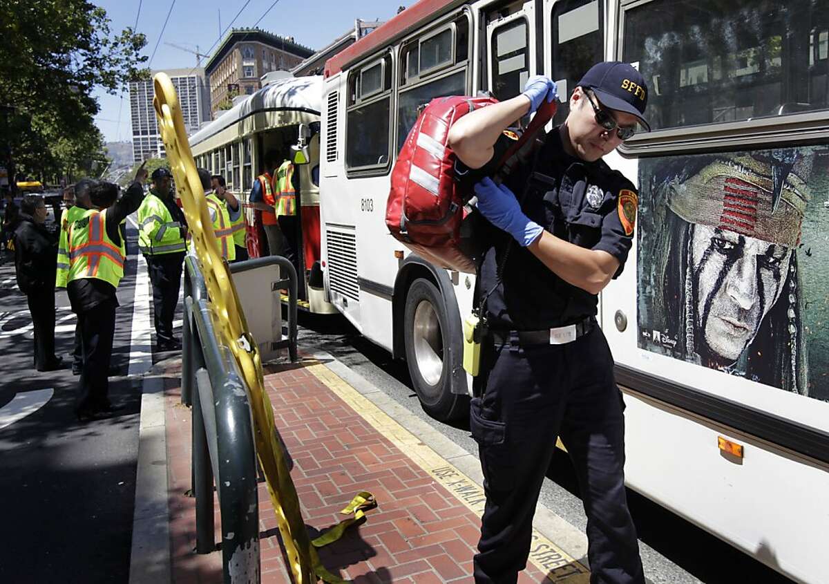 Muni bus, trolley collide - 15 injured