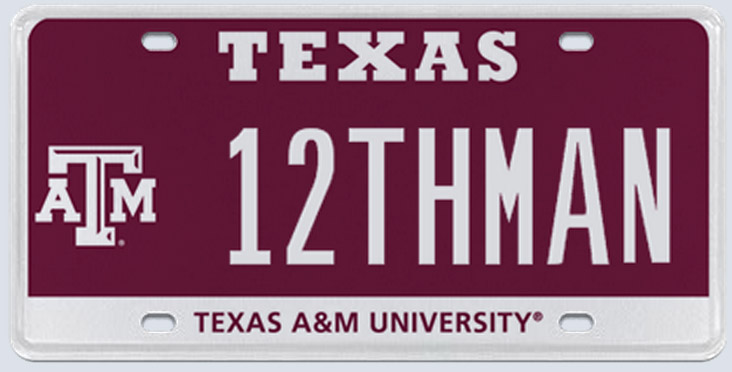 '12THMAN' license plate bids top $35,000