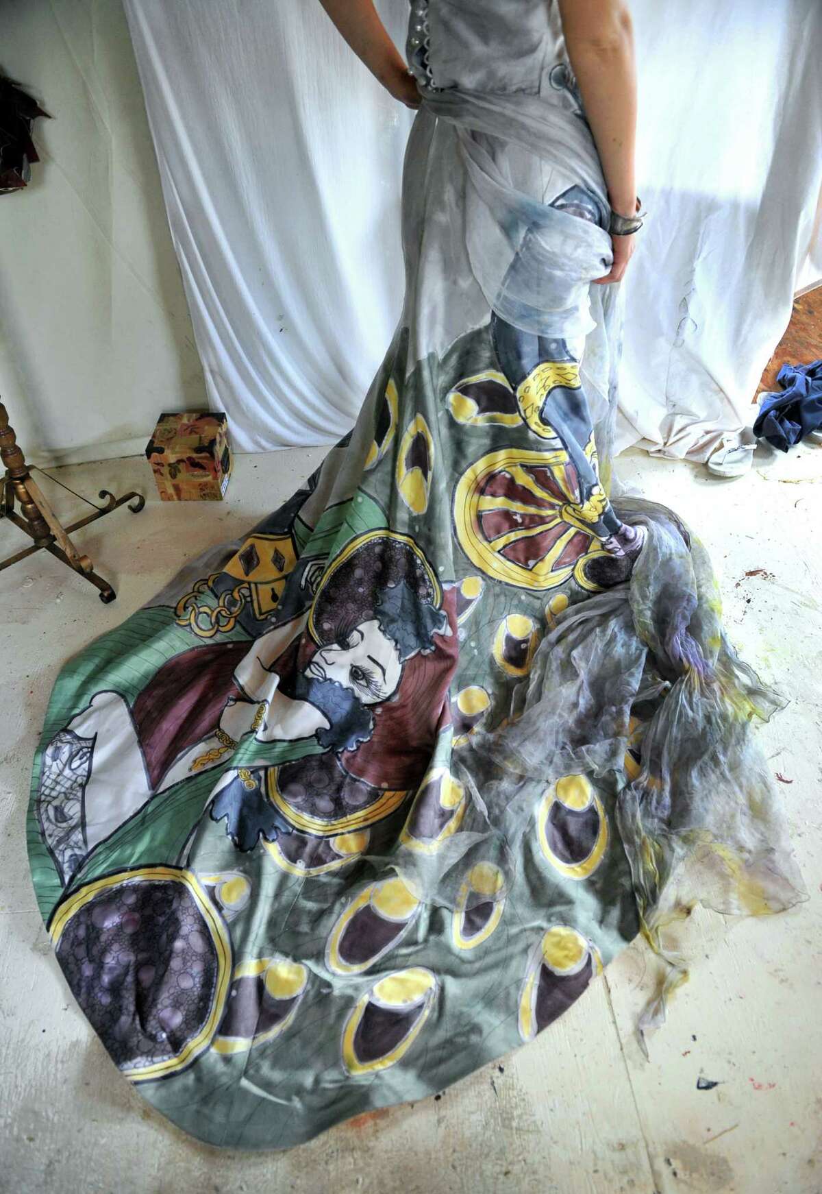 Artist uses dresses as her canvas