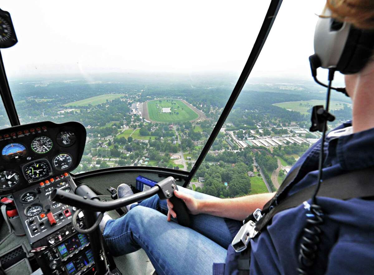 High rollers get new look at track from helicopter