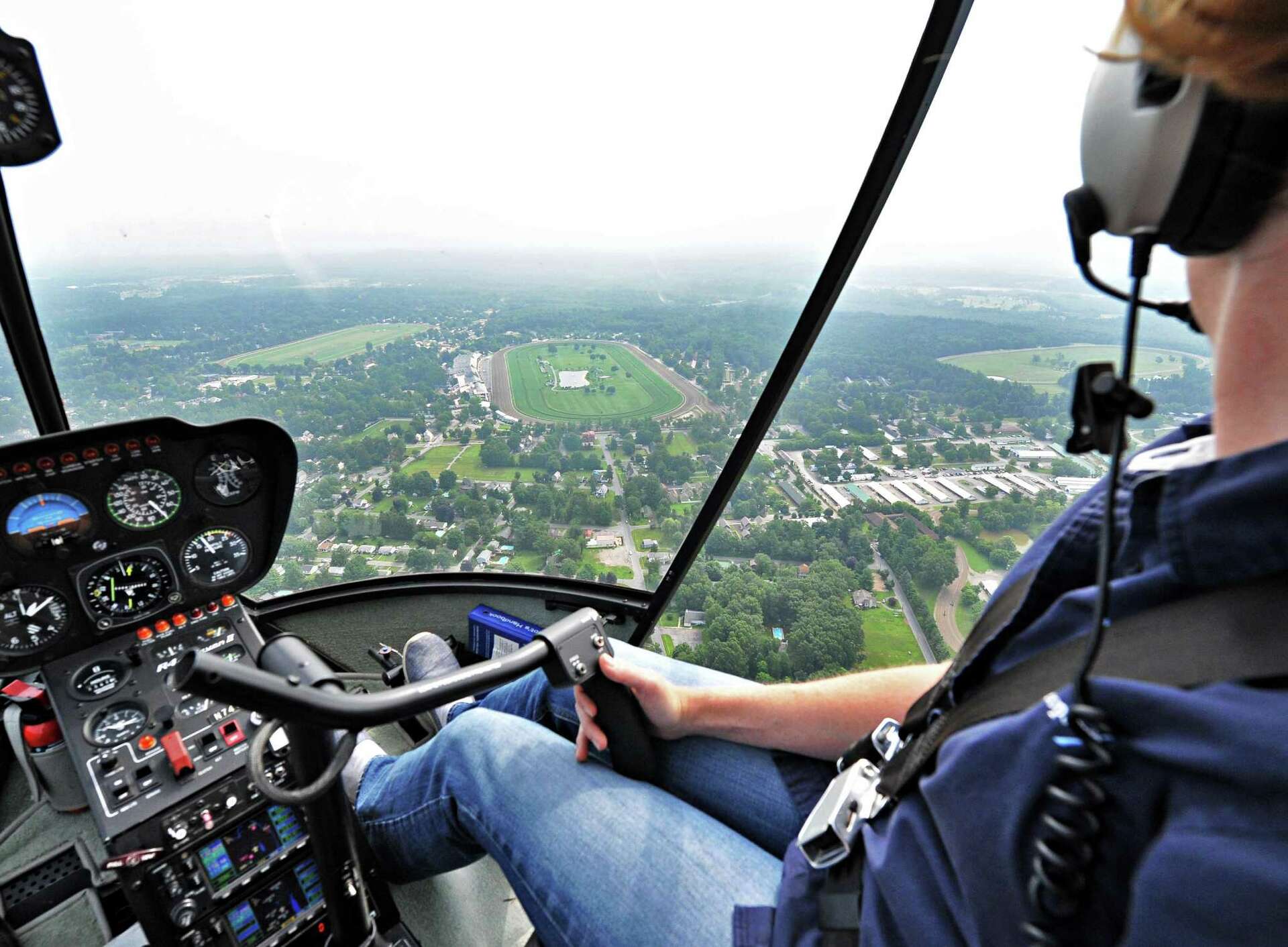 High rollers get new look at track from helicopter