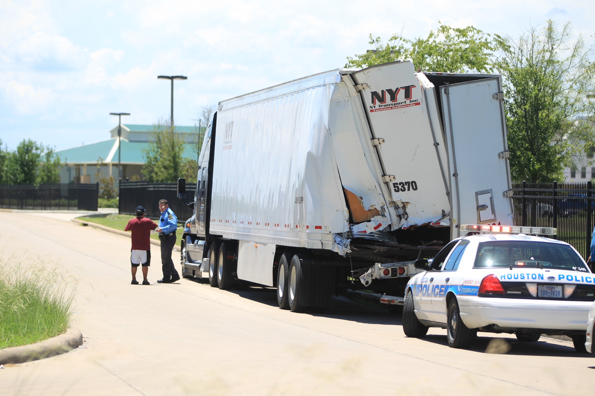 Train and big rig collide near Astrodome in Houston