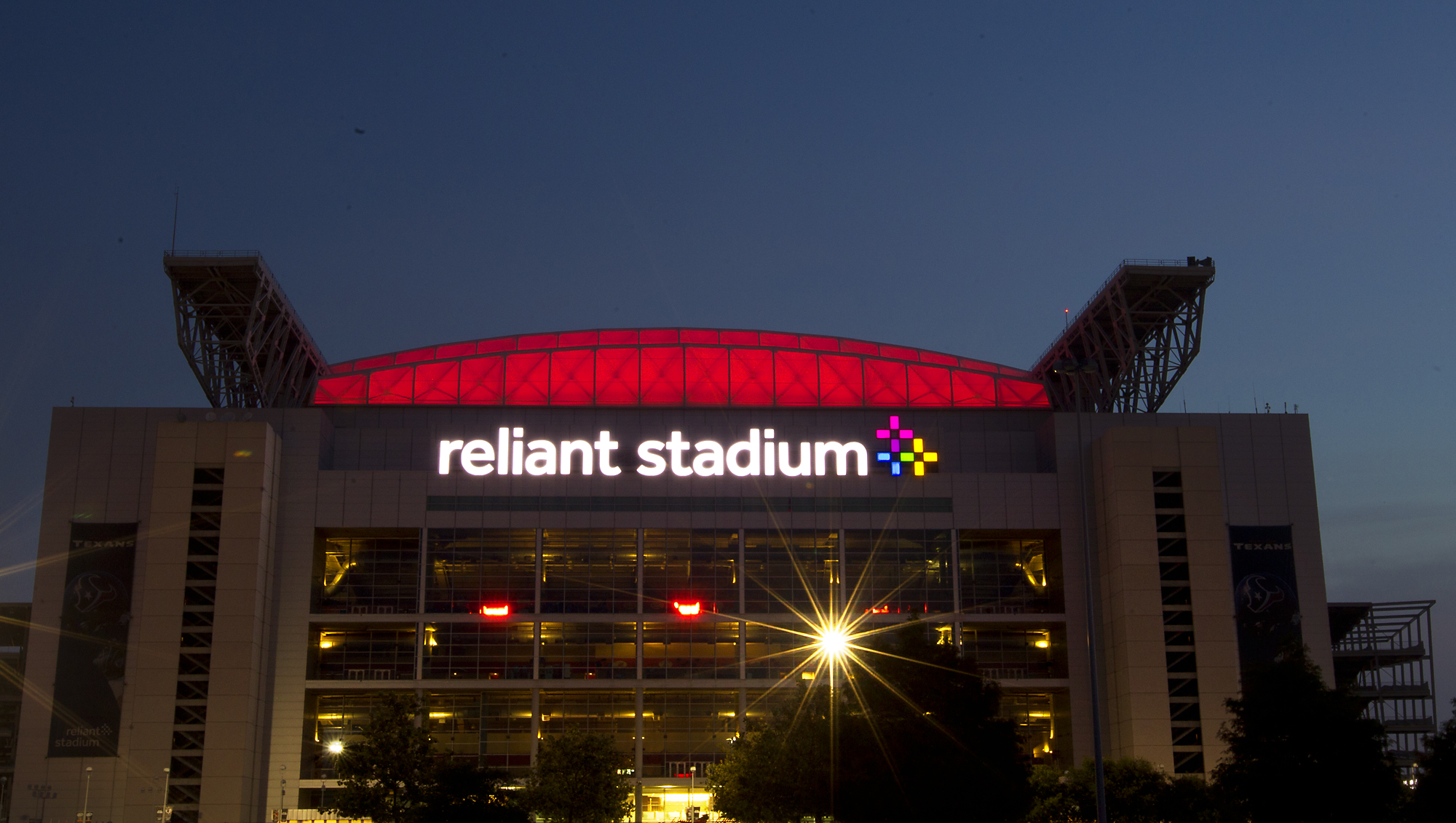 Answer behind stadium red glow