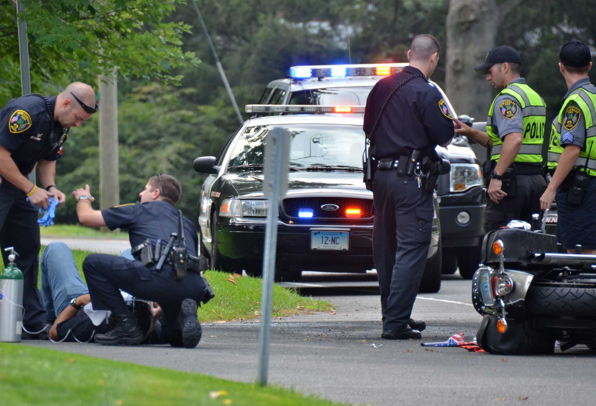 Police officer recovering from accident injuries