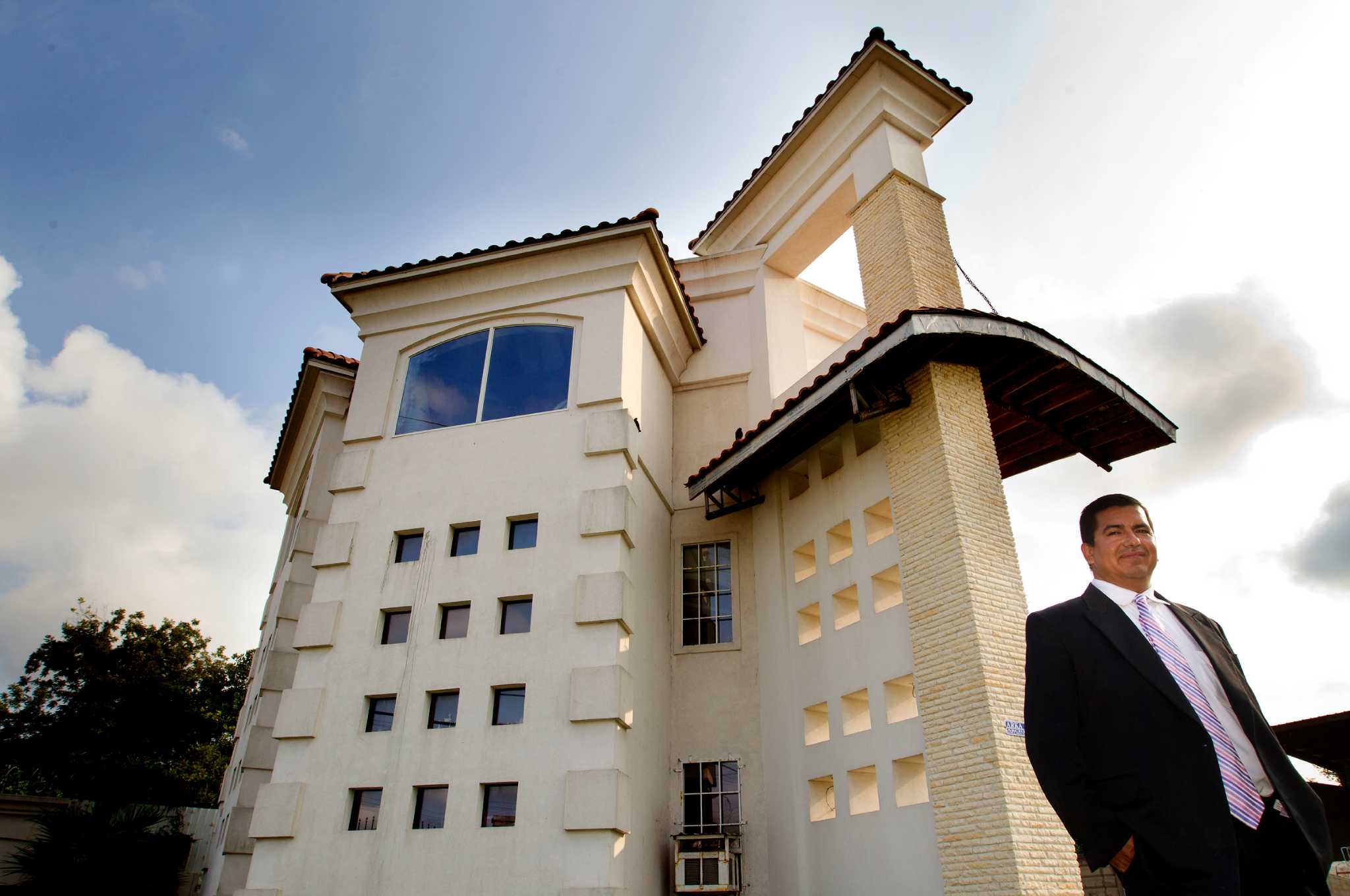 Eccentric building sprouts on Hardy Toll Road