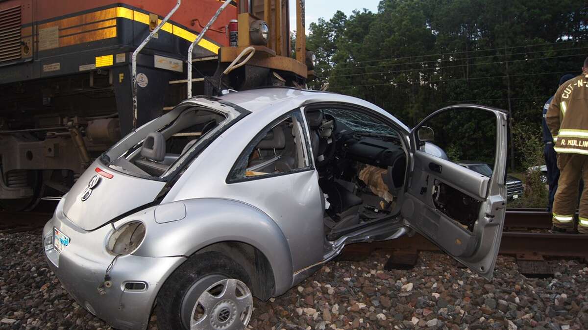 Train smashes VW bug left on train tracks in Montgomery County