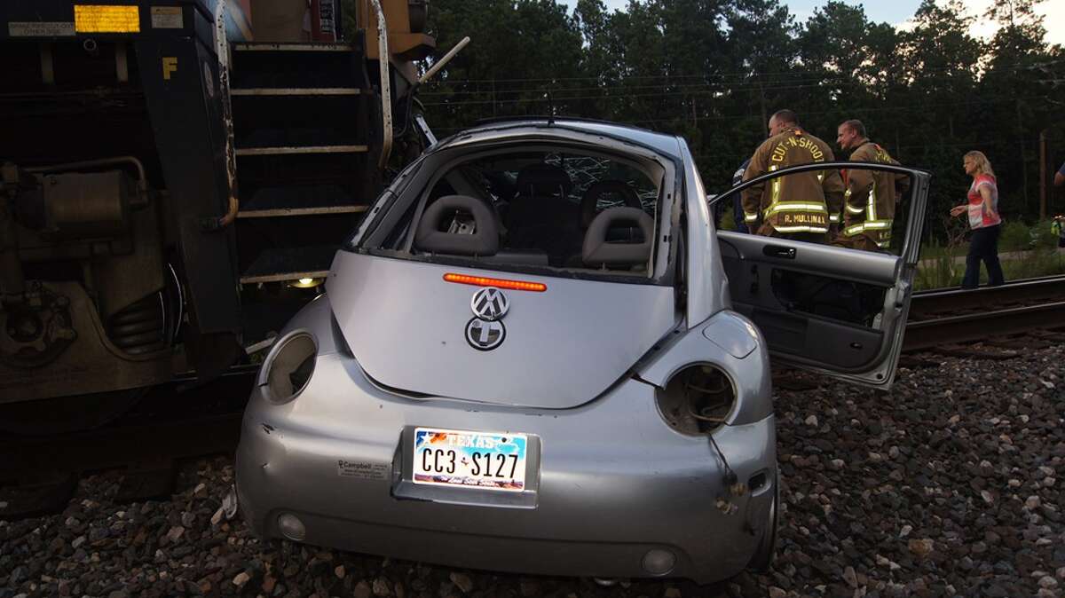 Train smashes VW bug left on train tracks in Montgomery County