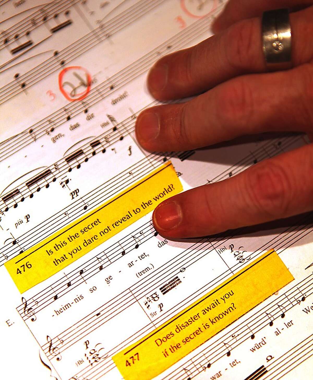 Supertitles cue caller matches words to score