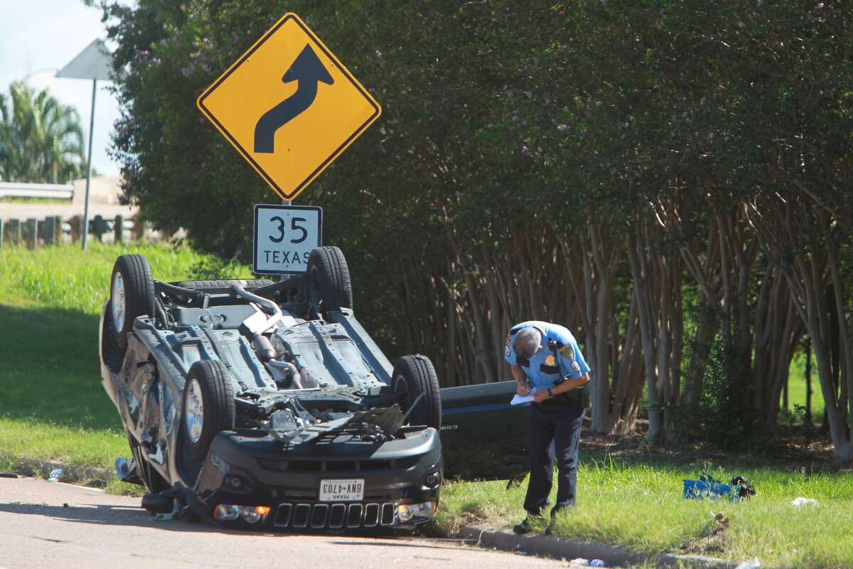 Accident In Downtown Houston Flips Jeep Sends Passengers To Hospital