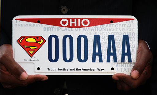 Superman license plates available for Ohio drivers