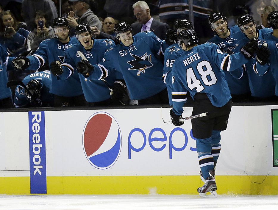 Hertl exits early from Sharks' victory