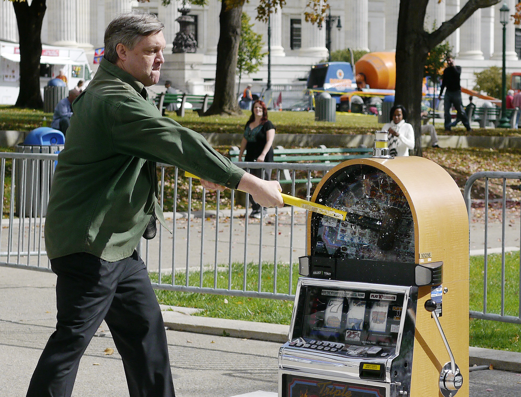 Smashing a slot machine