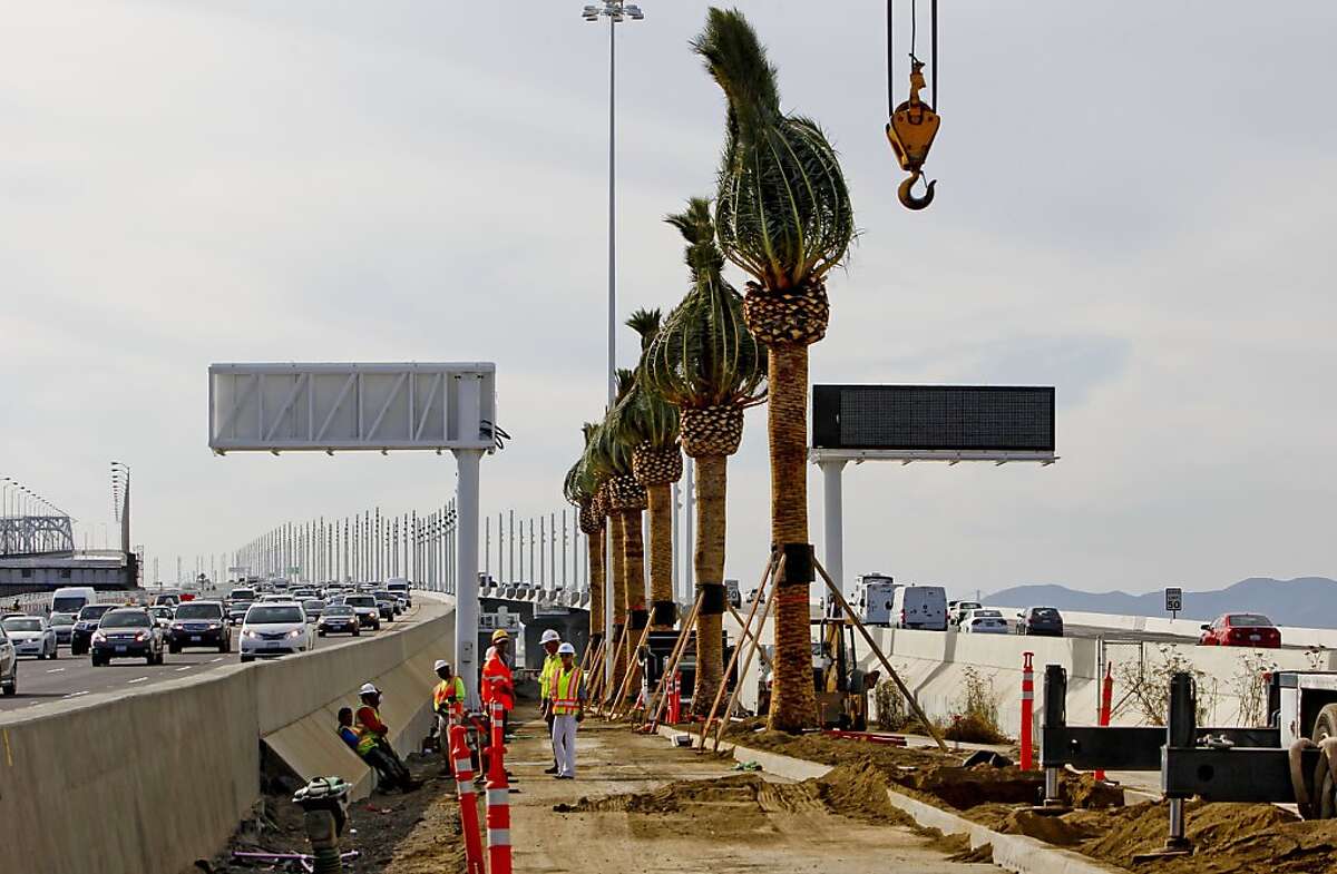 Line of palms mark beginning, end of Bay Bridge