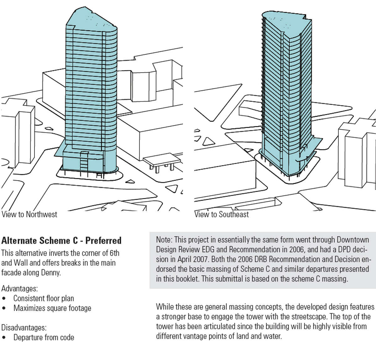 Plan for triangular tower on tiny Belltown site back after bust