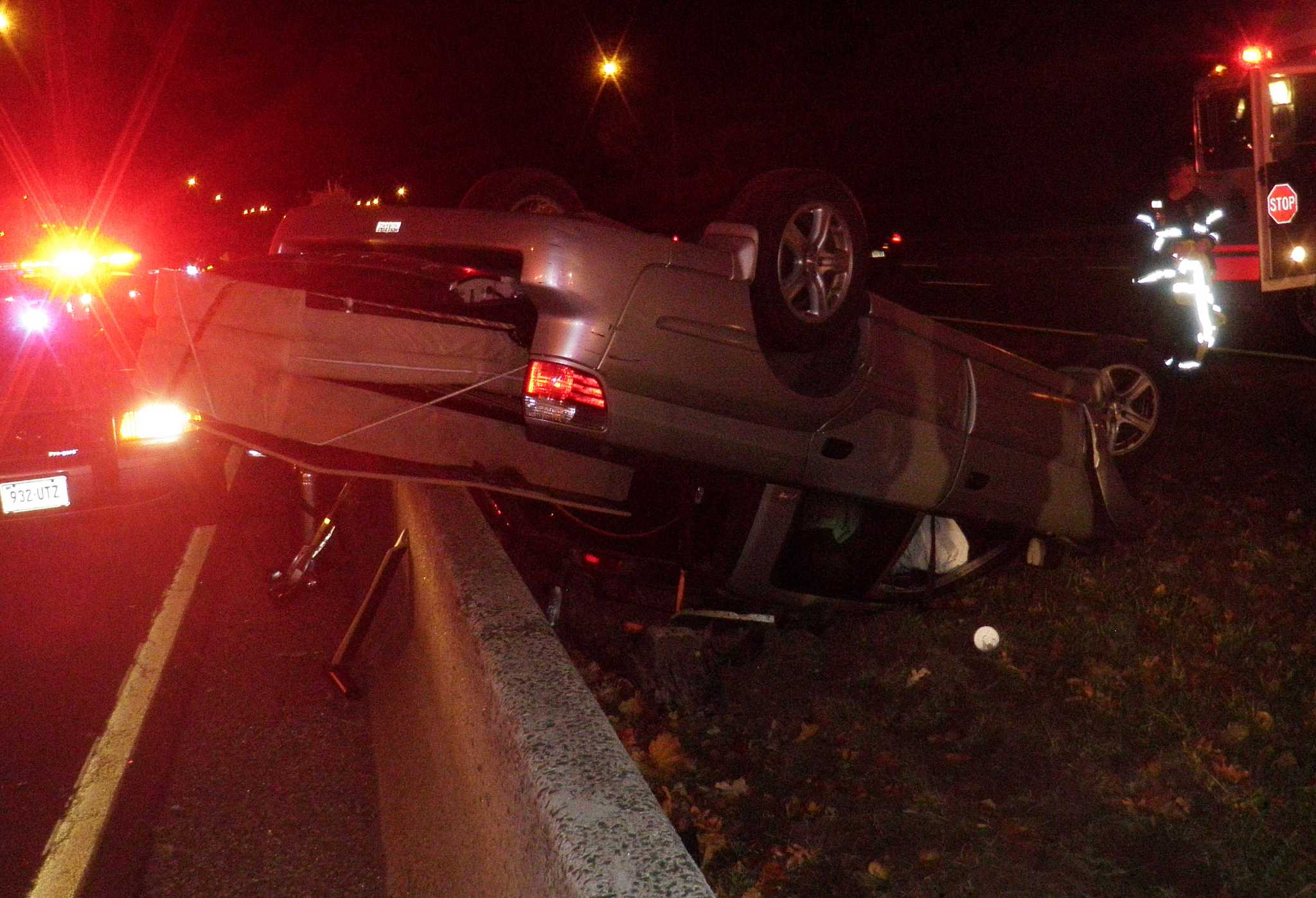 Driver escapes injury when car flips over on I-95