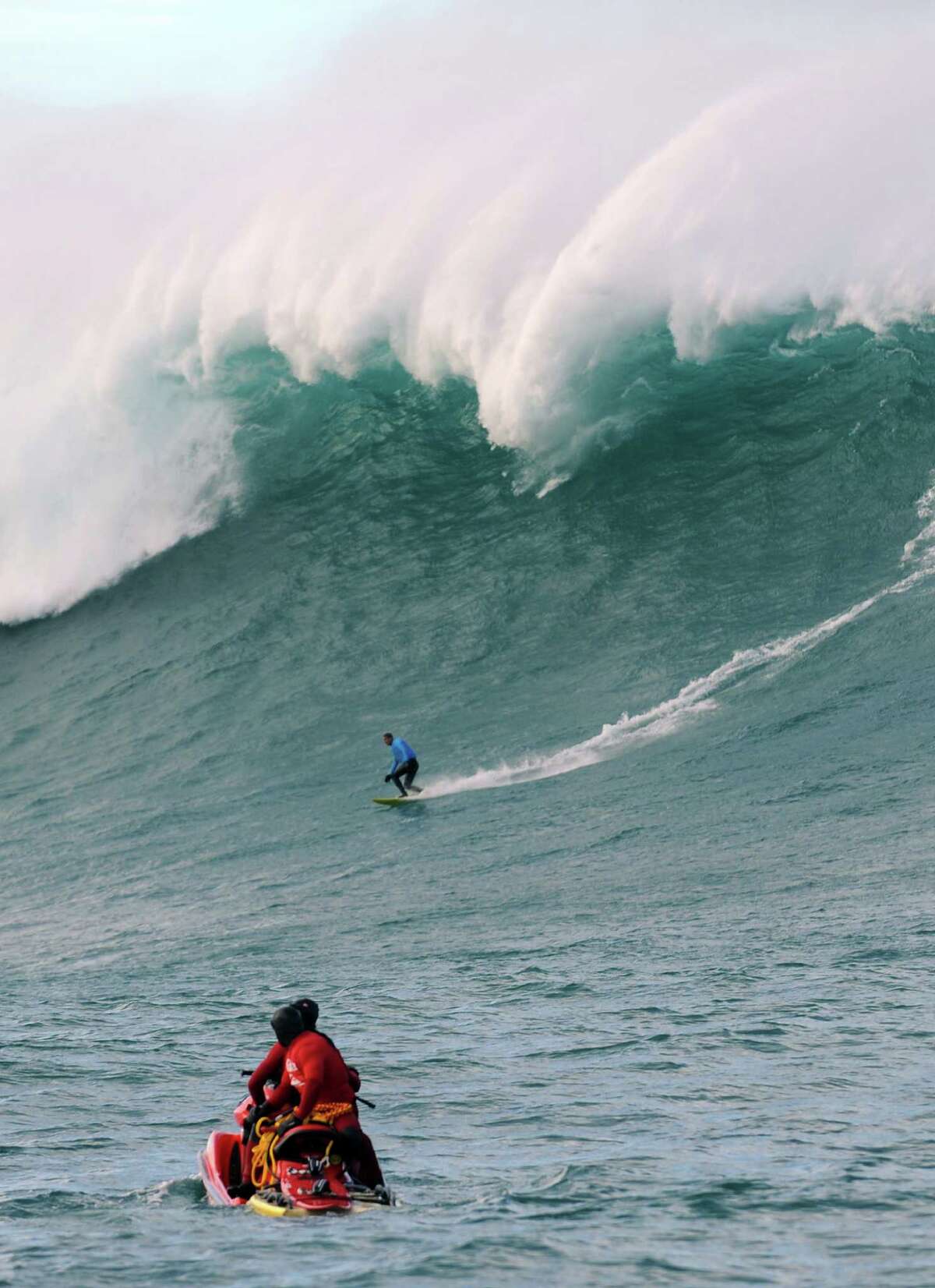 Terrifying waves in Europe provide opportunity for big-wave surfers