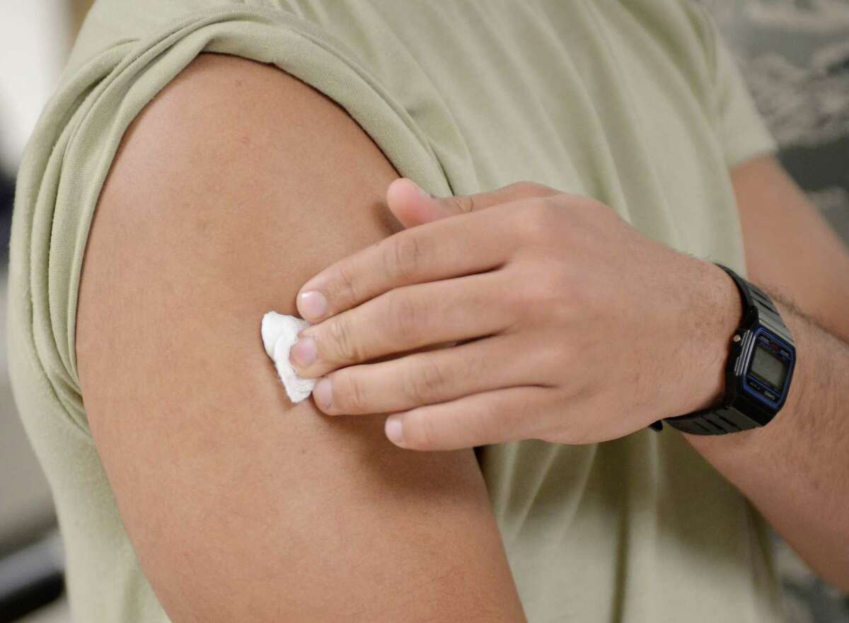 Lackland recruits line up for rabies shots