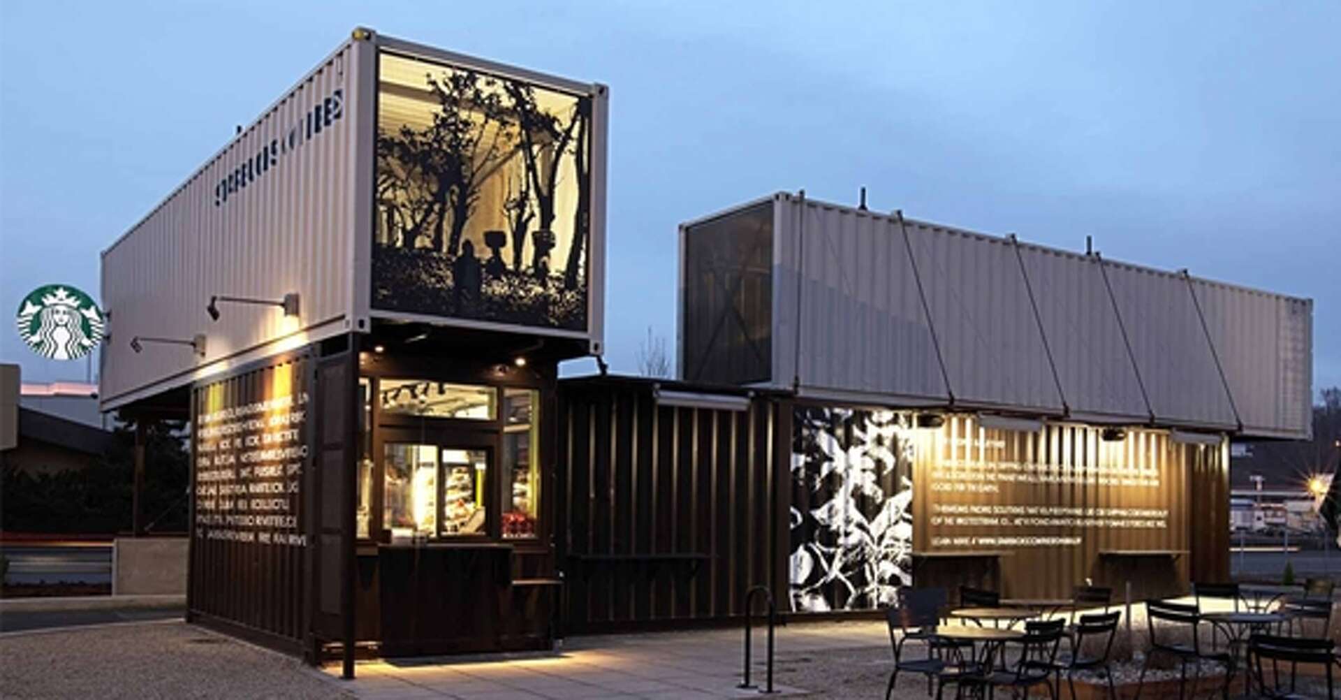 Shipping container Starbucks installed in Ballard
