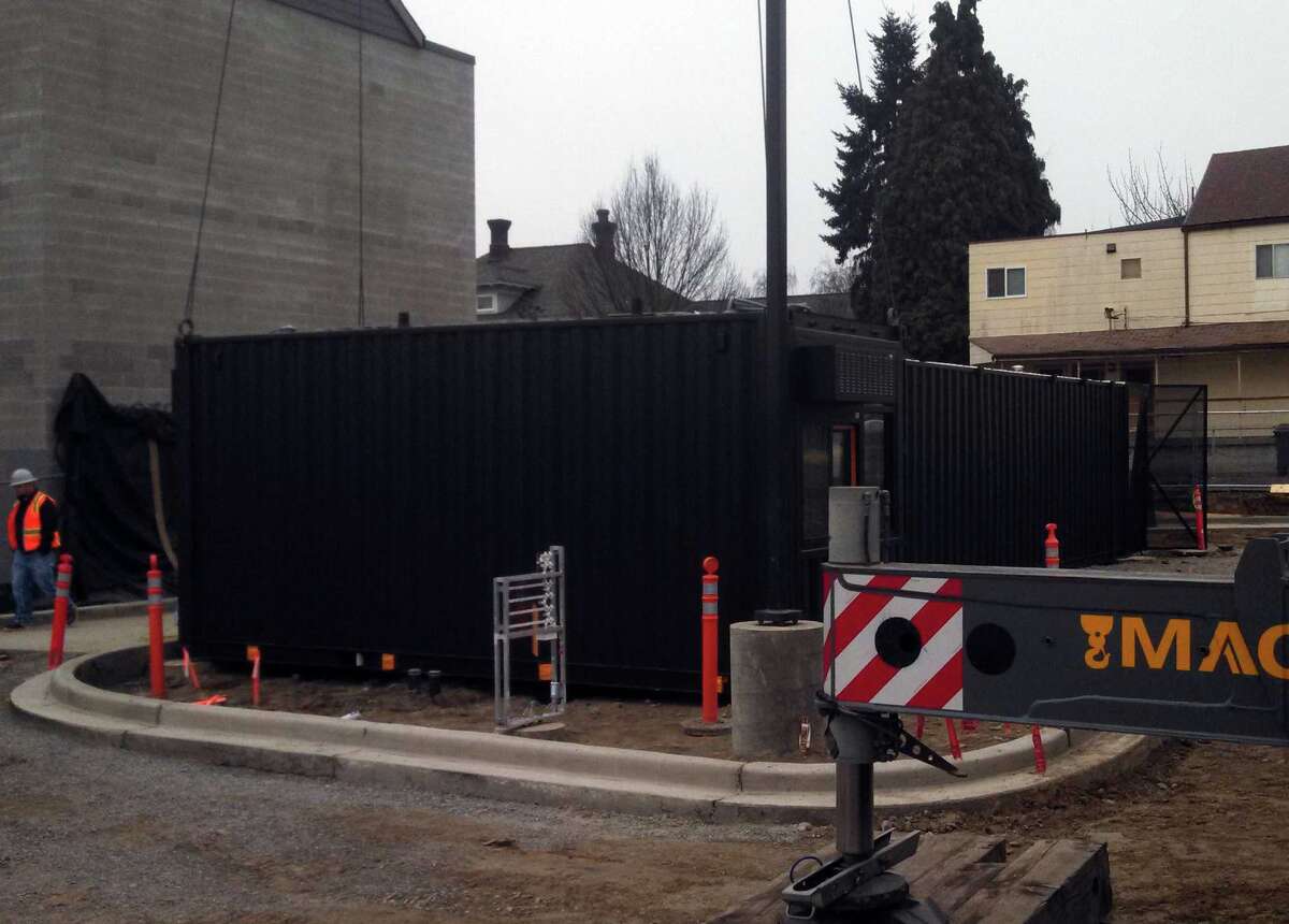 Shipping container Starbucks installed in Ballard