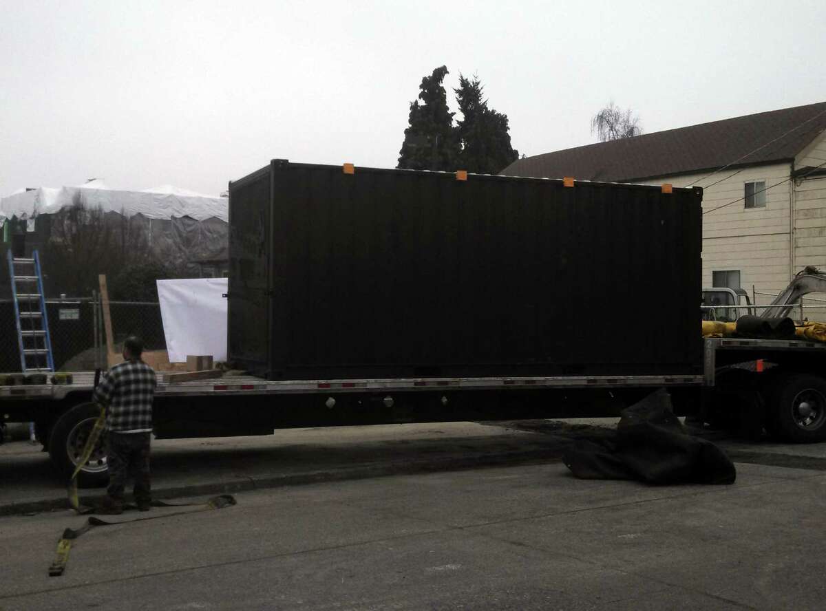 Shipping container Starbucks installed in Ballard
