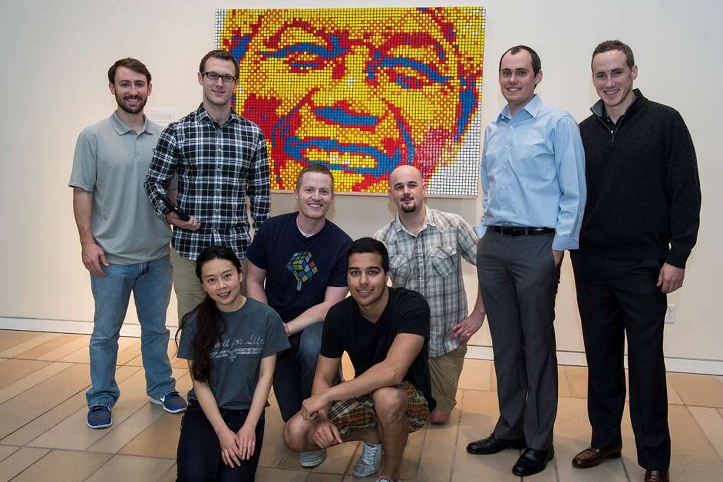 Rice students make a Nelson Mandela out of 600 Rubik's Cubes