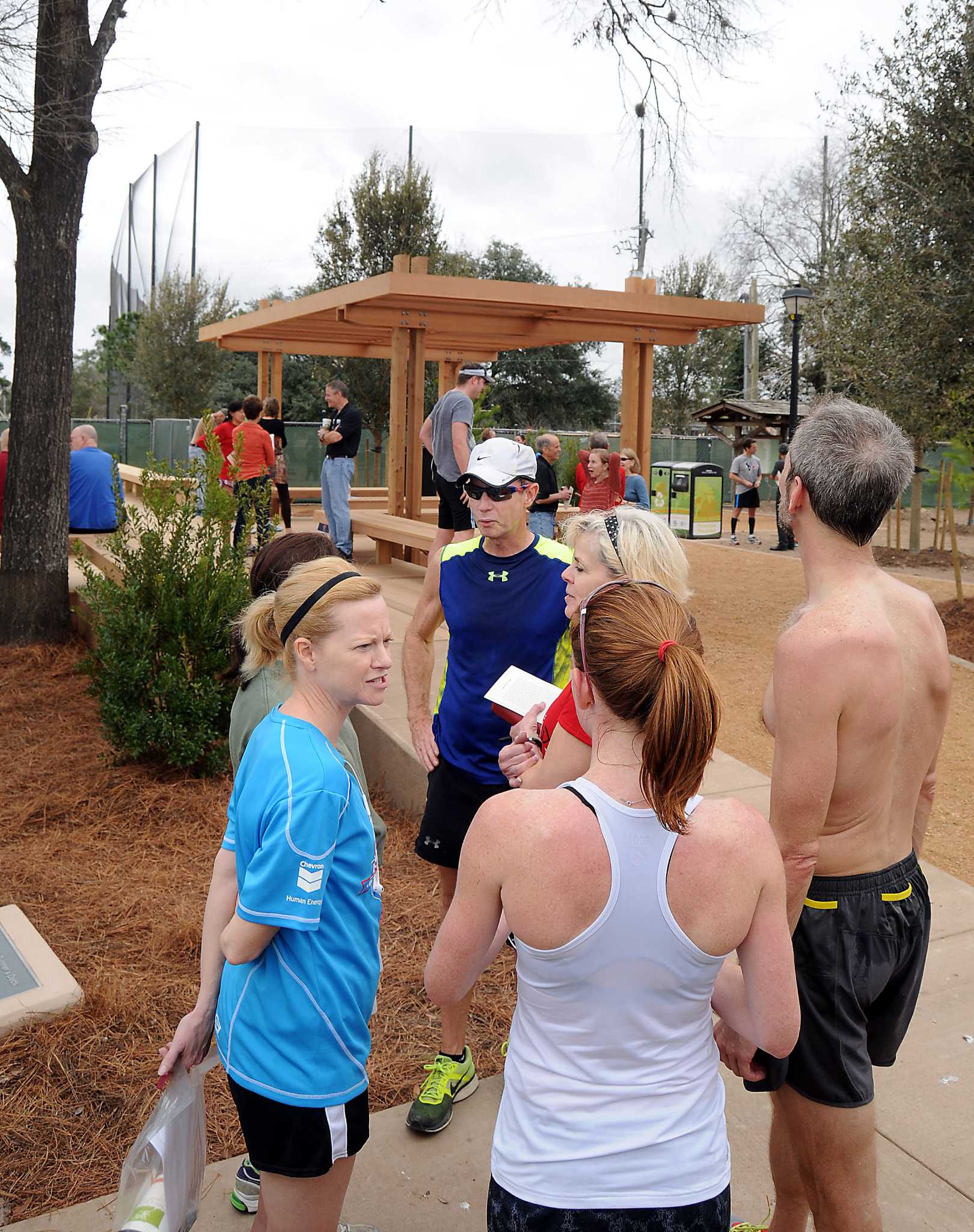 Runners and friends gather for Memorial Park deck dedication