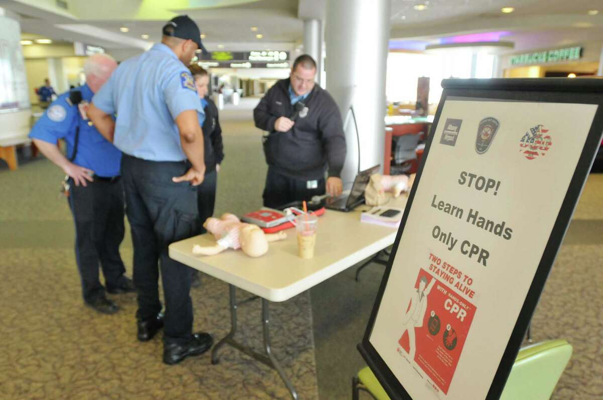 Photos: CPR instruction at airport
