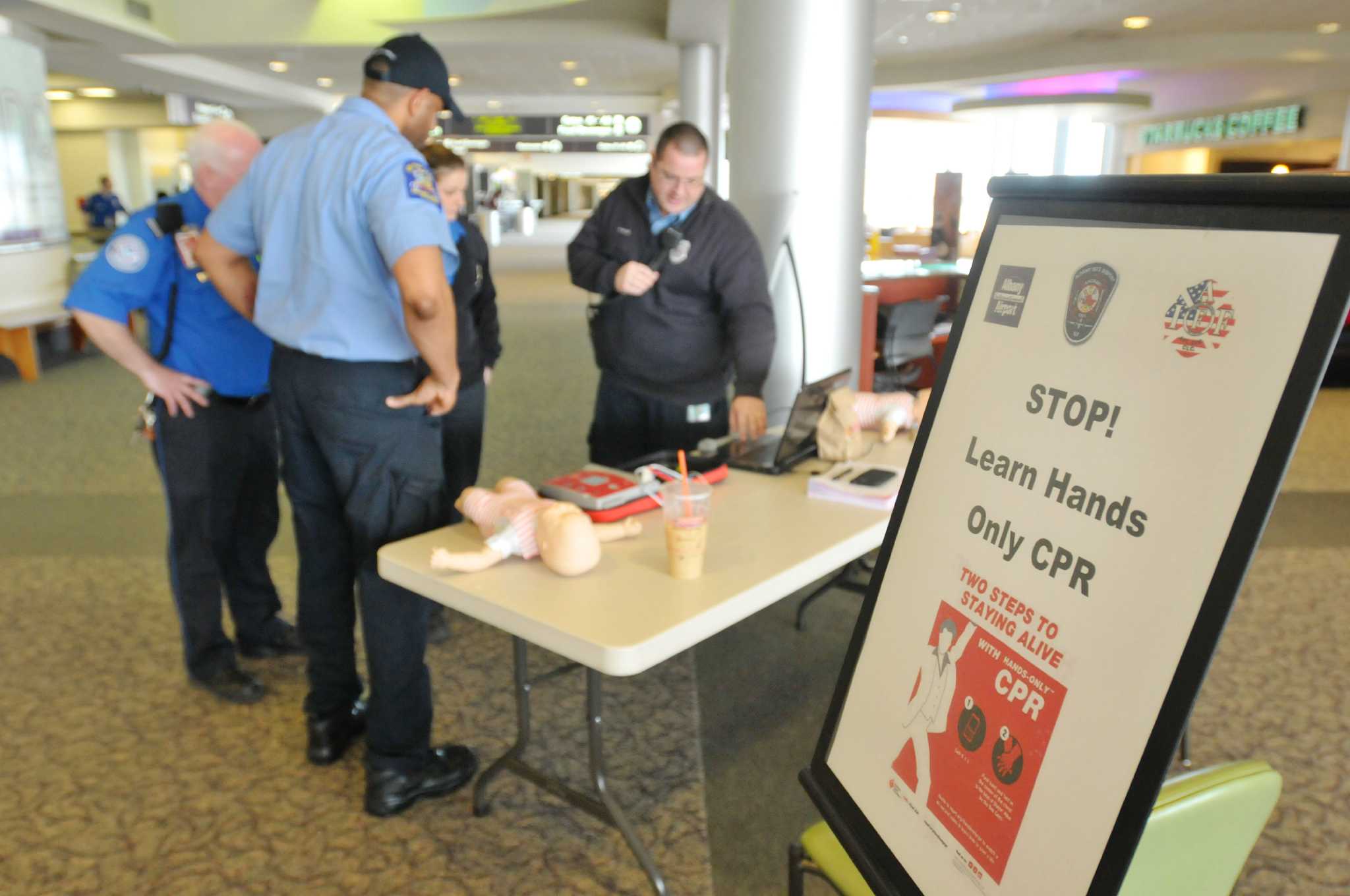 Photos: CPR instruction at airport