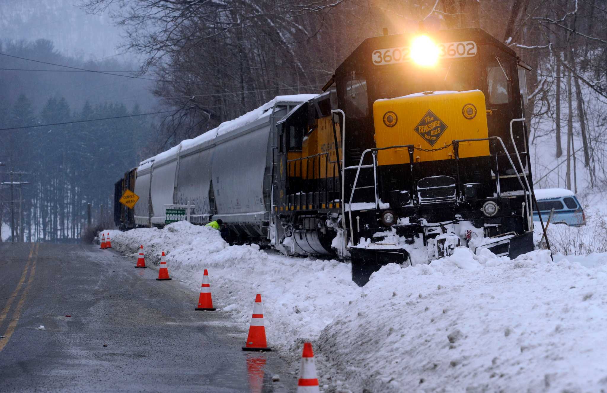 Train engine jumps rails, ice blamed
