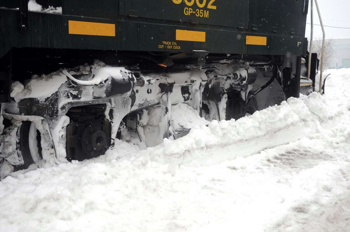 Train engine jumps rails, ice blamed