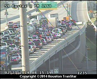 Inbound Eastex Freeway blocked near FM 1960