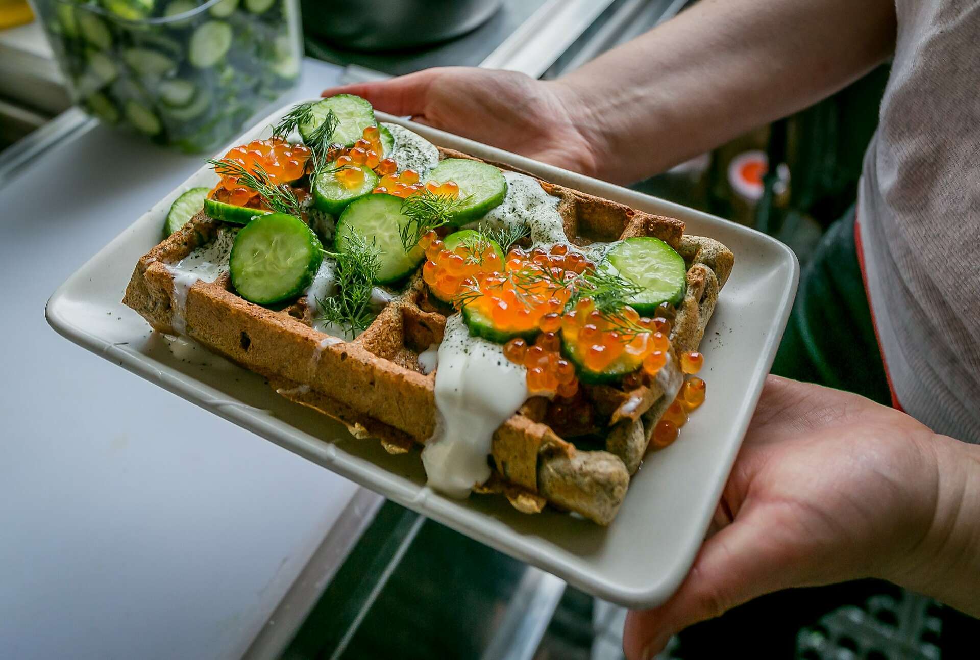 Waffles savory and sweet at S.F.'s Linea Caffe