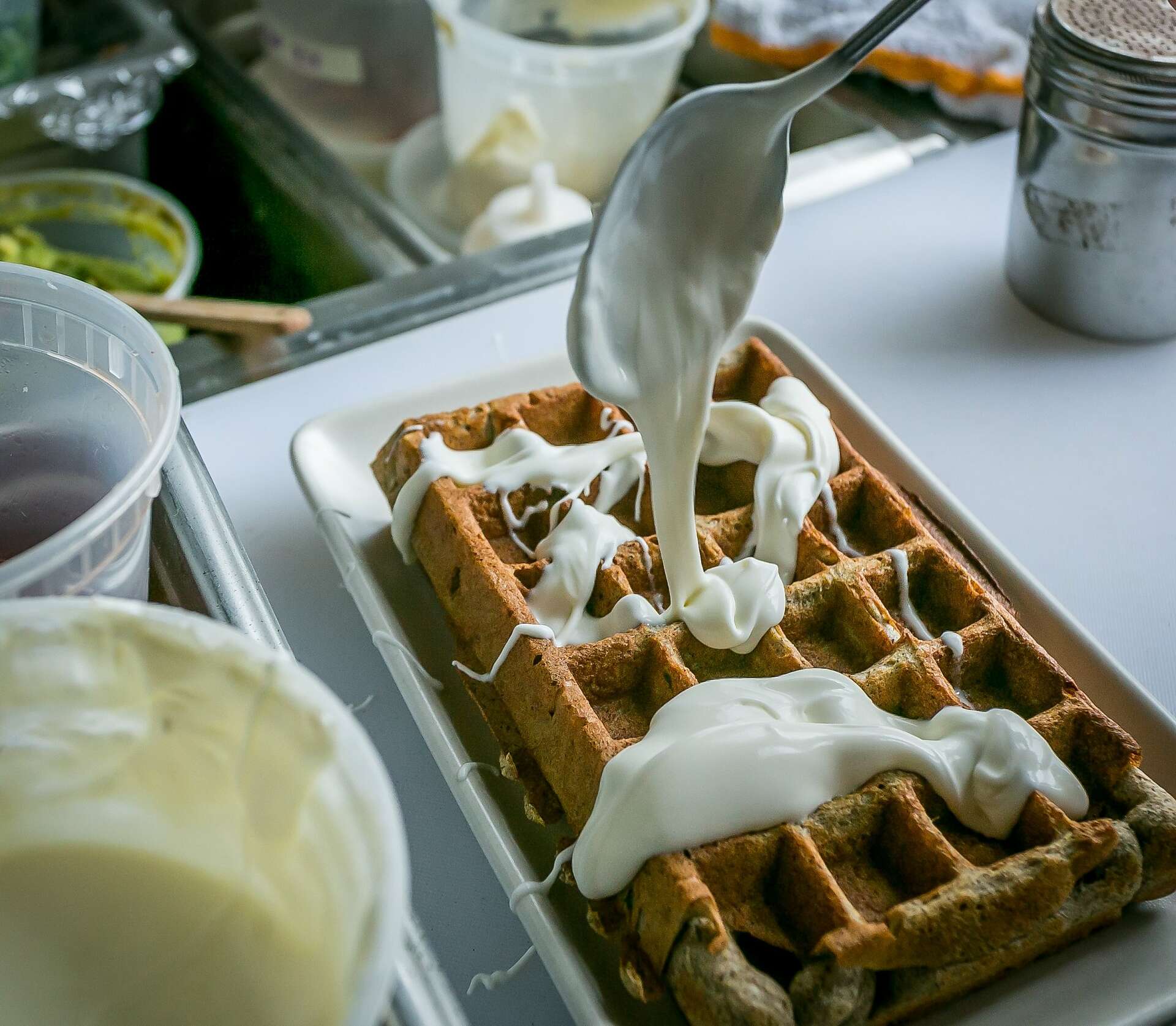 Waffles savory and sweet at S.F.'s Linea Caffe