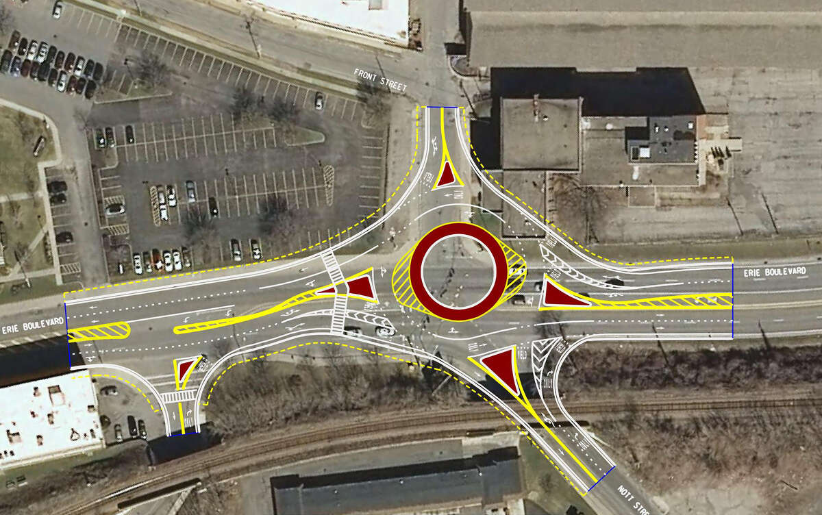 Traffic circle in center ring