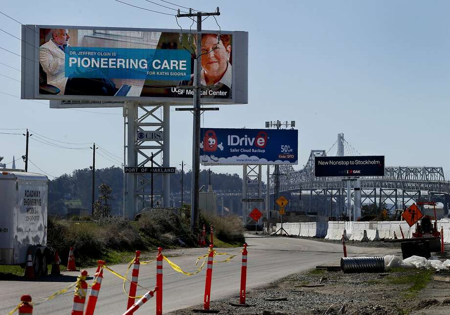 Giant Bay Bridge billboards light up debate in Oakland - SFGate
