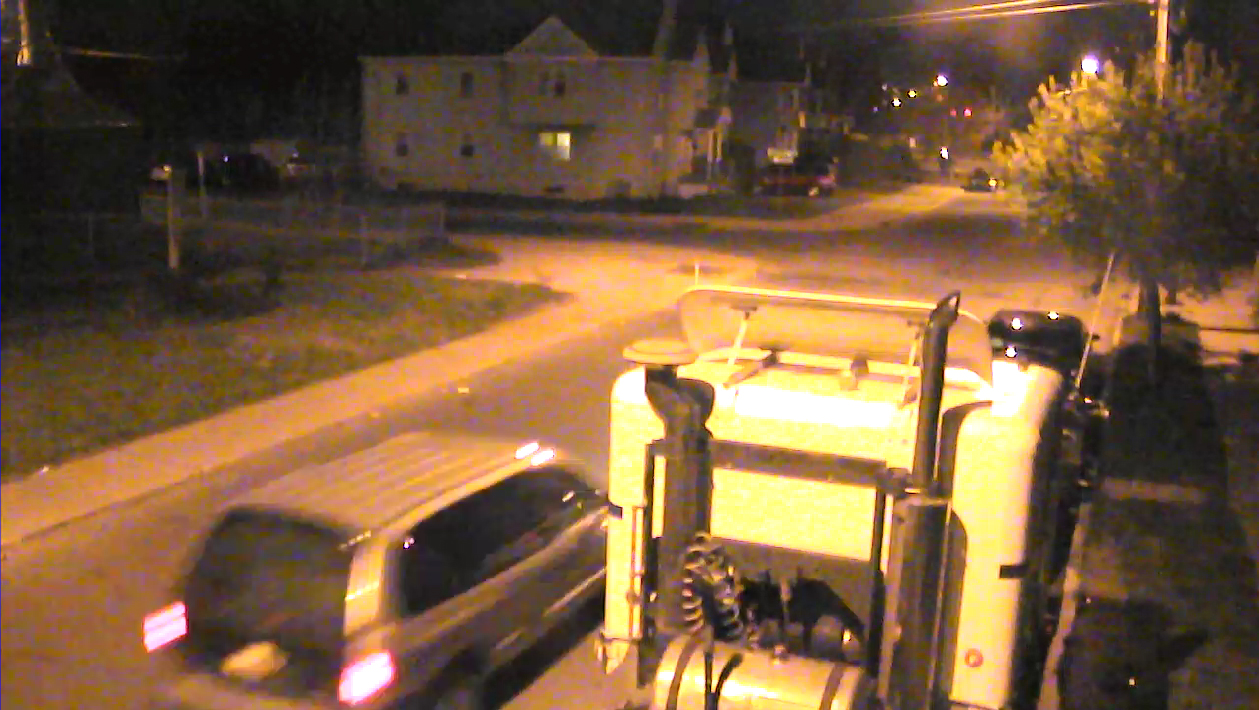 Images show van at scene