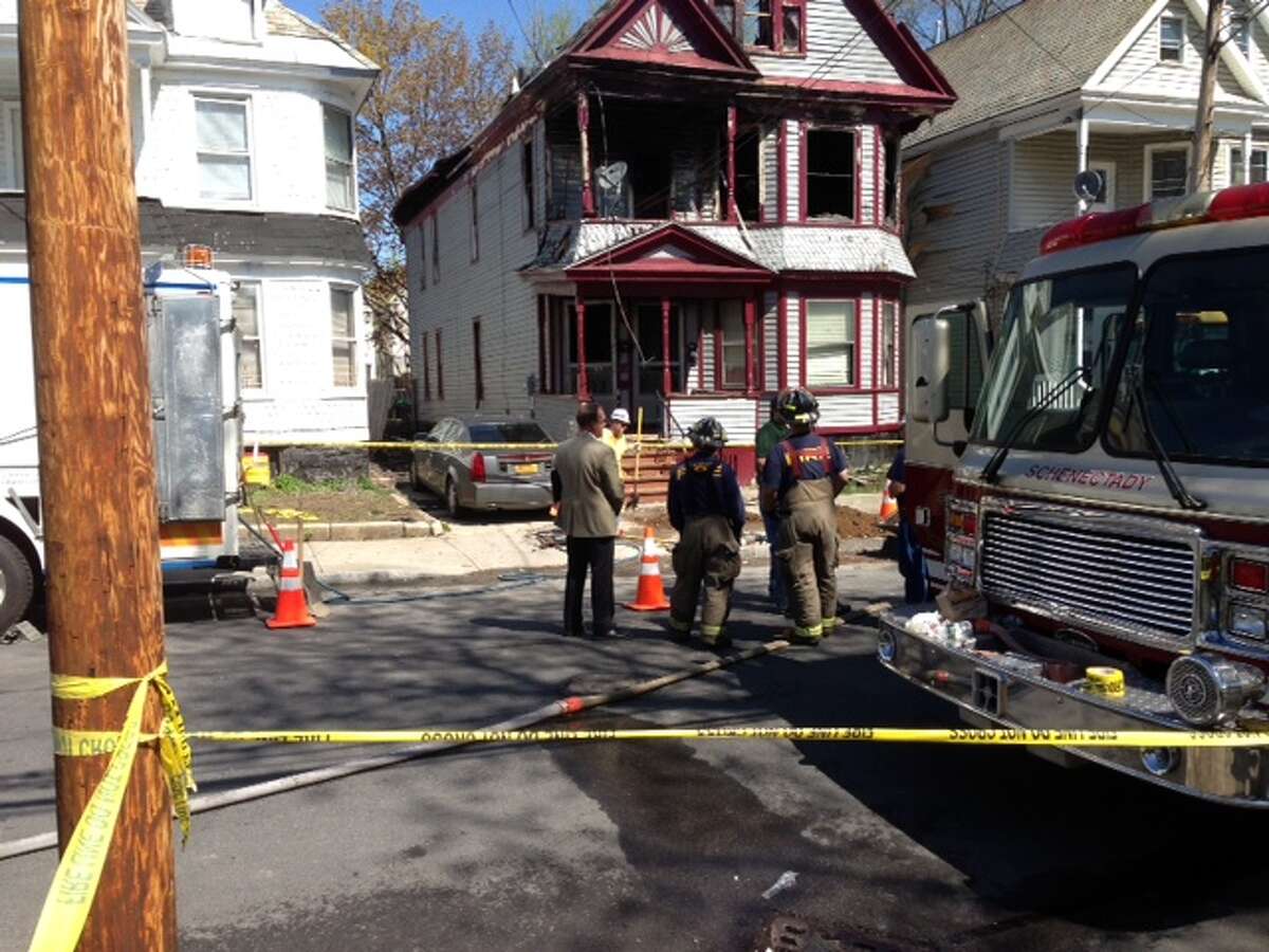 Images show van at scene