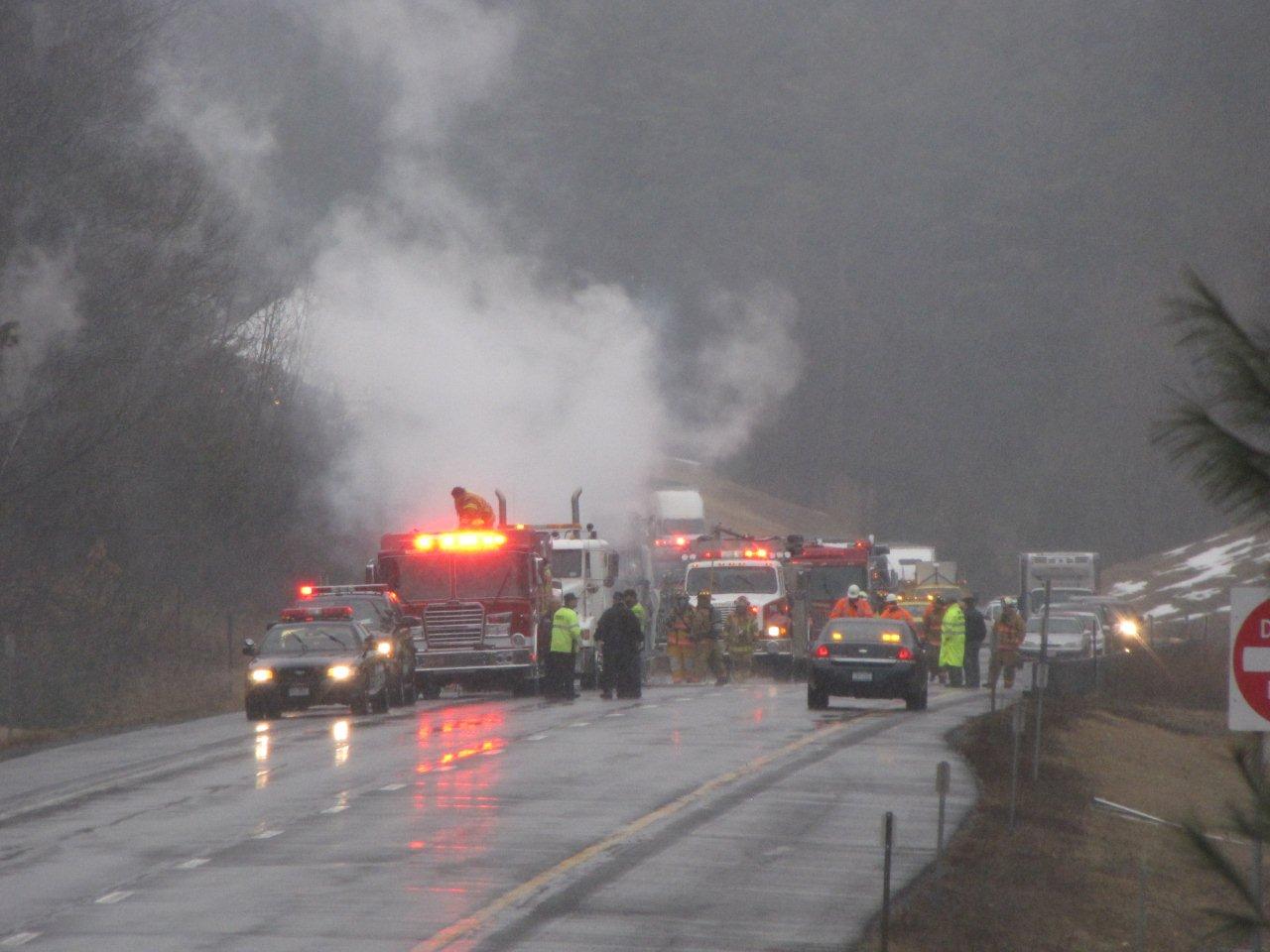Truck fire shuts down stretch of Thruway