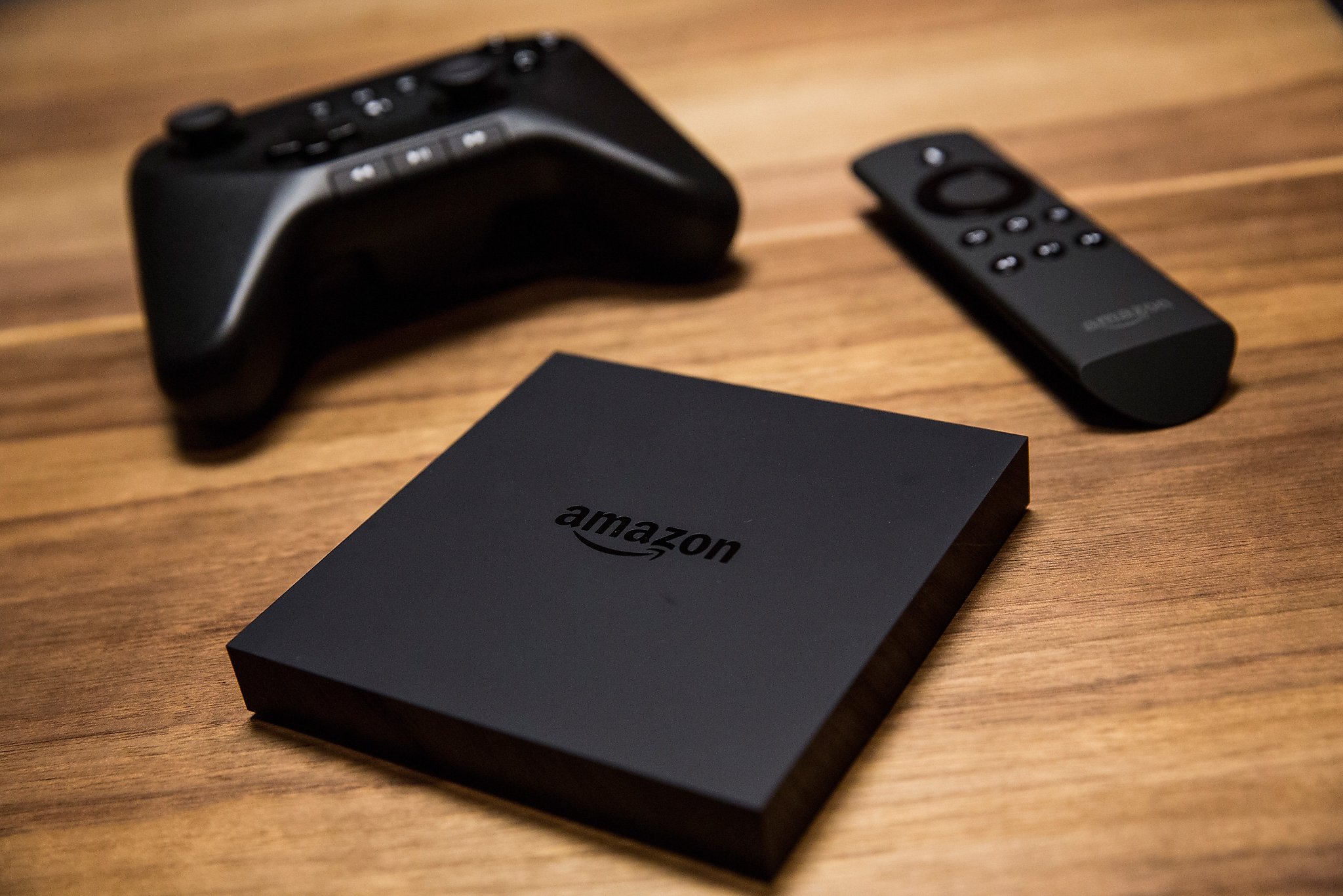 Amazon Fire TV set-top box streams content to HDTVs