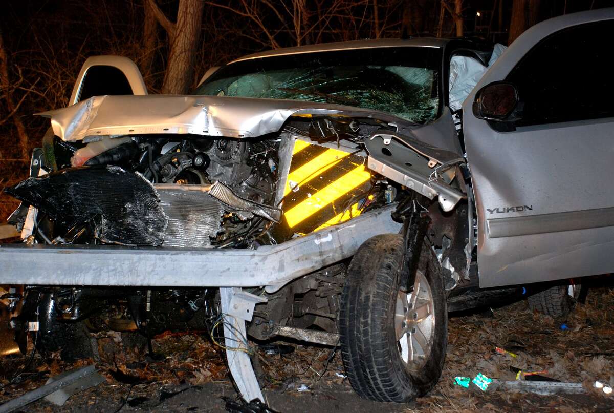 Guardrail impales SUV in crash
