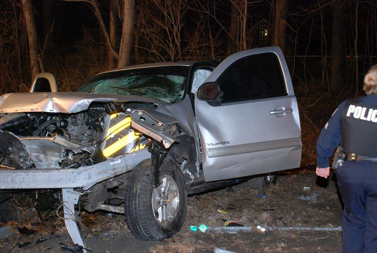 Guardrail impales SUV in crash