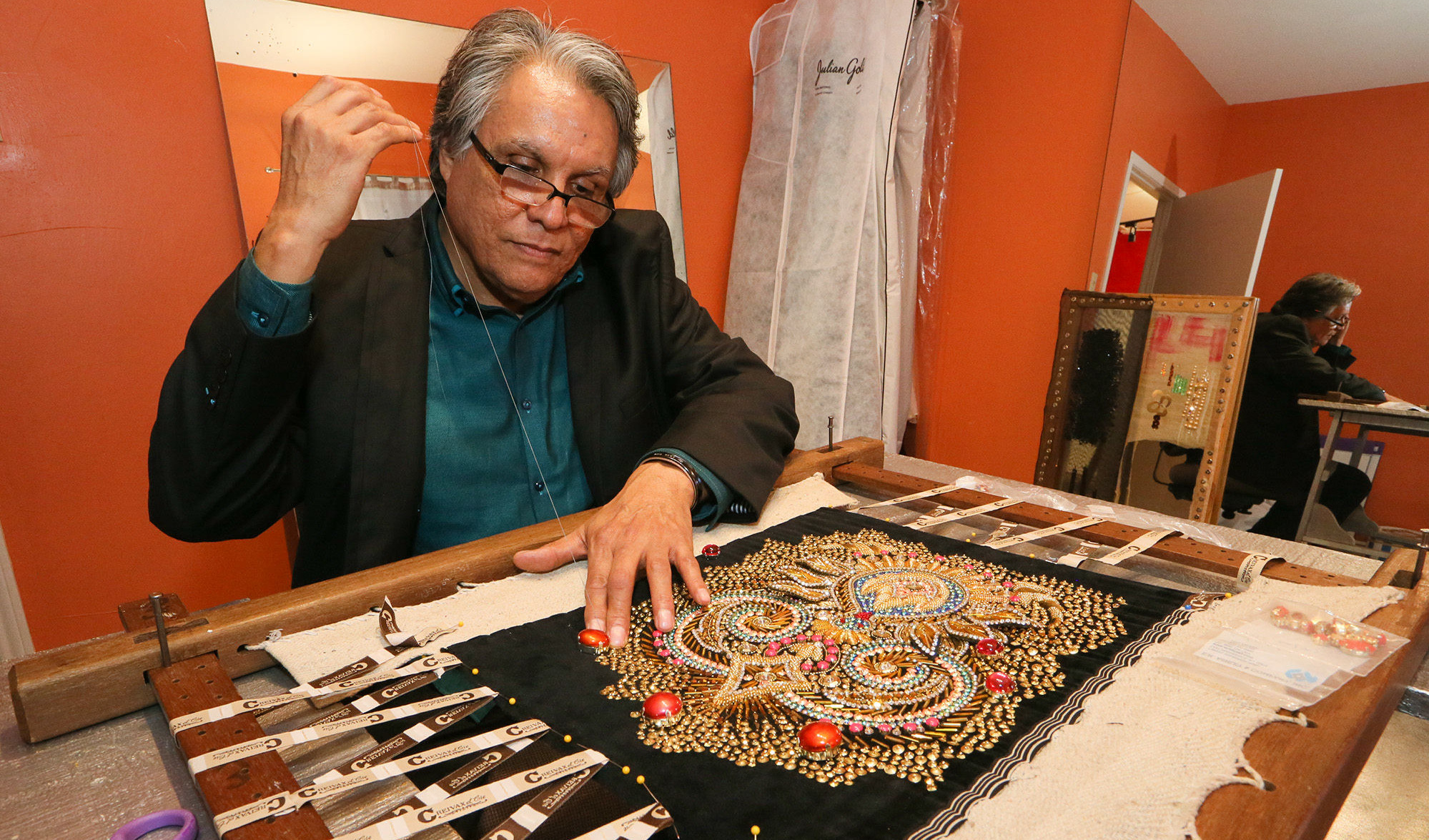 Embroiderer's dazzling Fiesta gowns shine brightly as 'pieces of artwork'