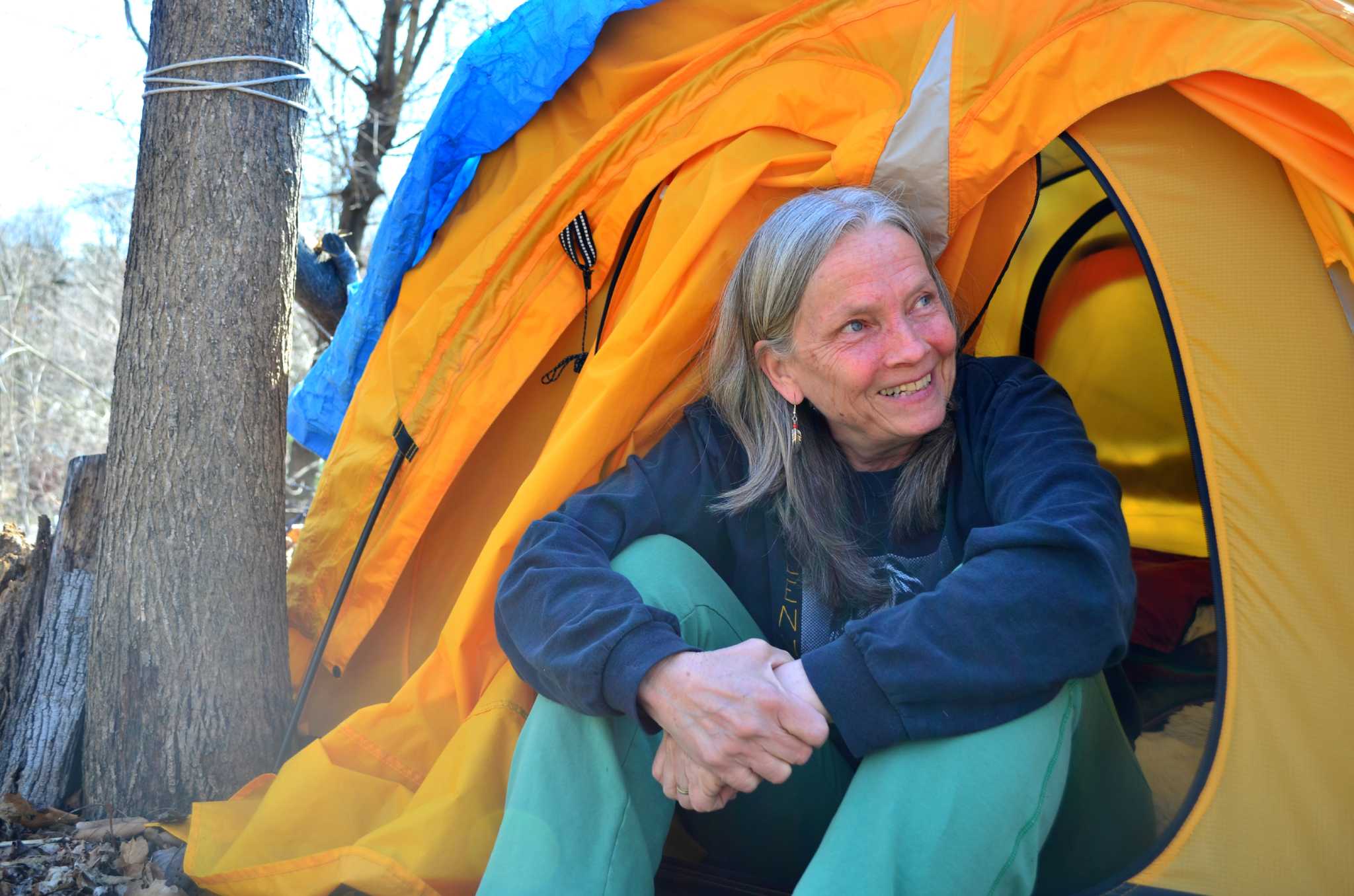 Woman spends 170 nights in backyard tent